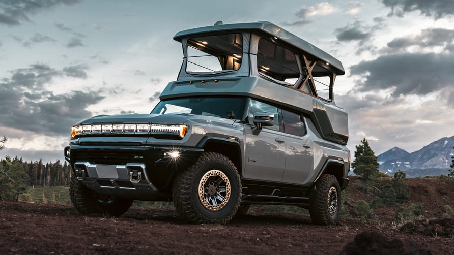 Live off-grid for a week in this new electric Hummer camper | Top Gear