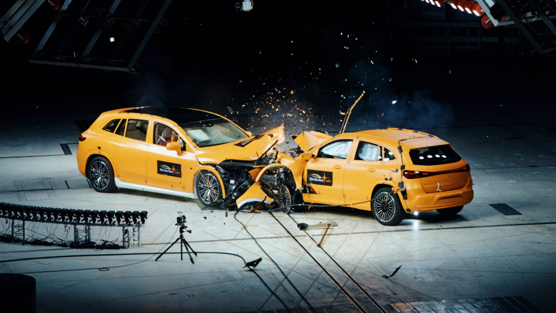 Watch Mercedes crash test an EQS SUV into an EQA | Top Gear
