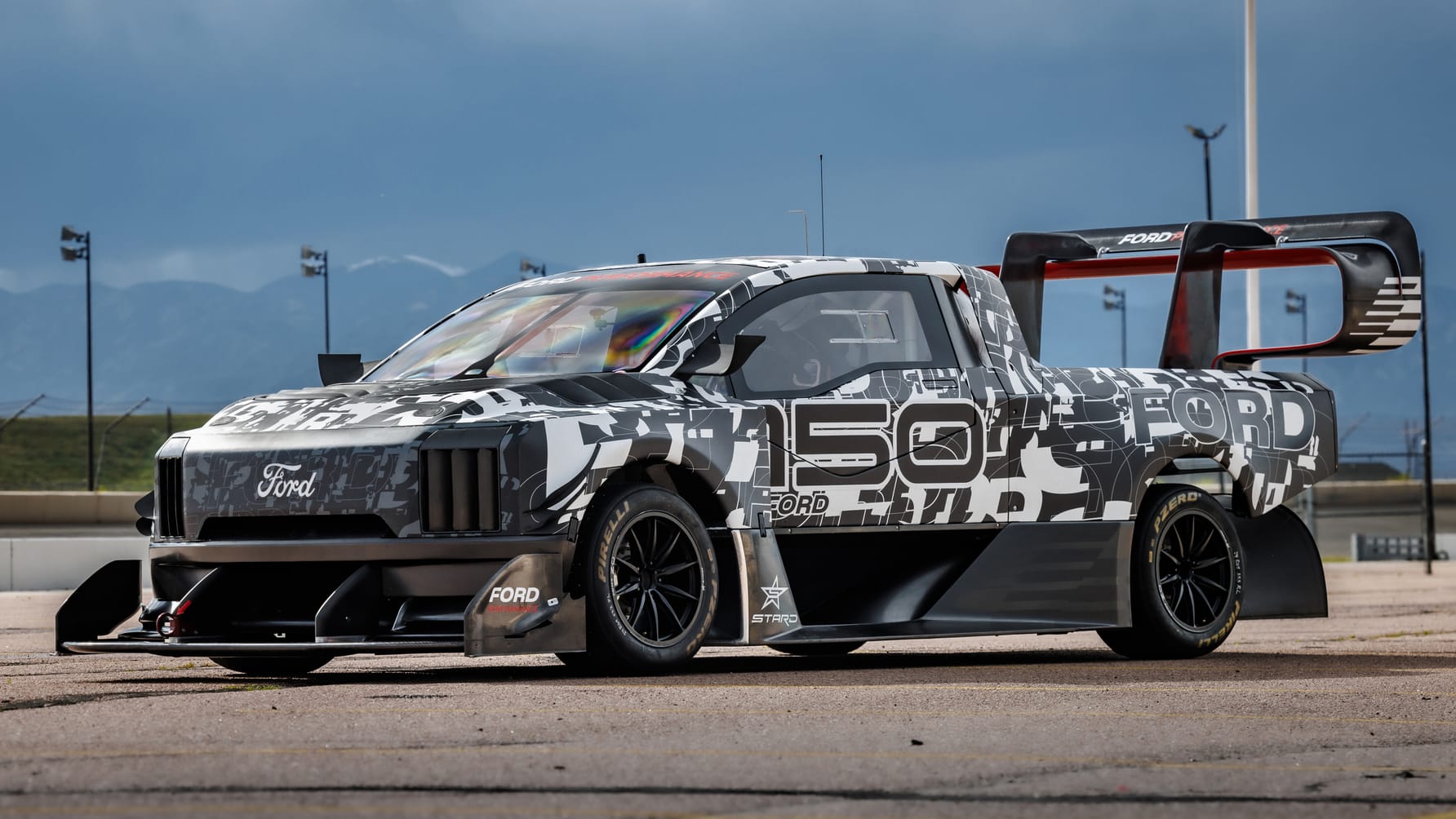 This massive rear wing has a Ford F-150 Lightning attached to it | Top Gear
