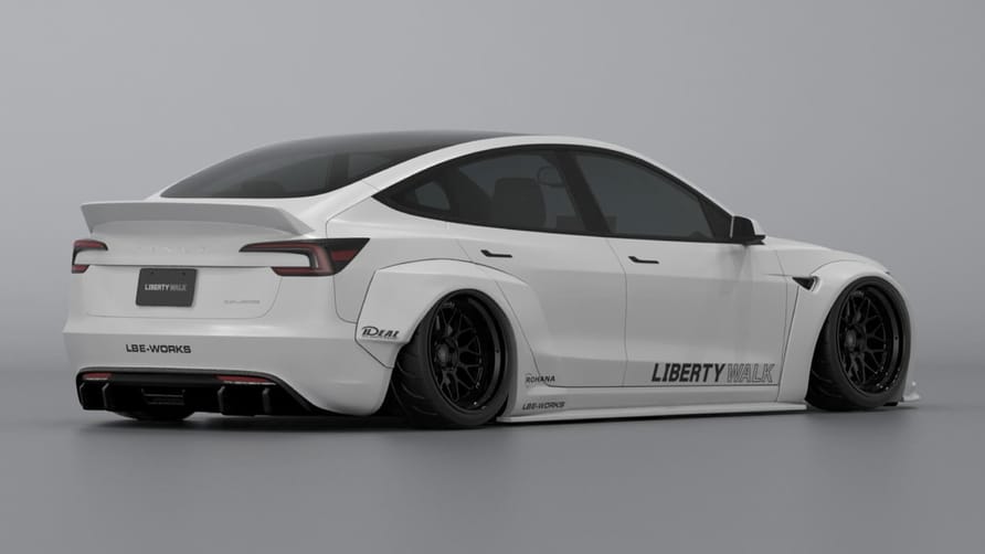 Widebody Tesla anyone? This is Liberty Walk's modified Model 3 | Top Gear