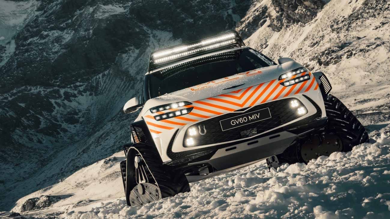 Need rescuing? Here’s a modified Genesis GV60 concept on snow tracks ...