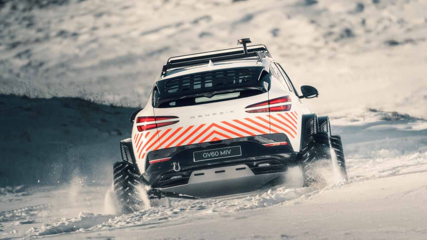 Need rescuing? Here’s a modified Genesis GV60 concept on snow tracks ...