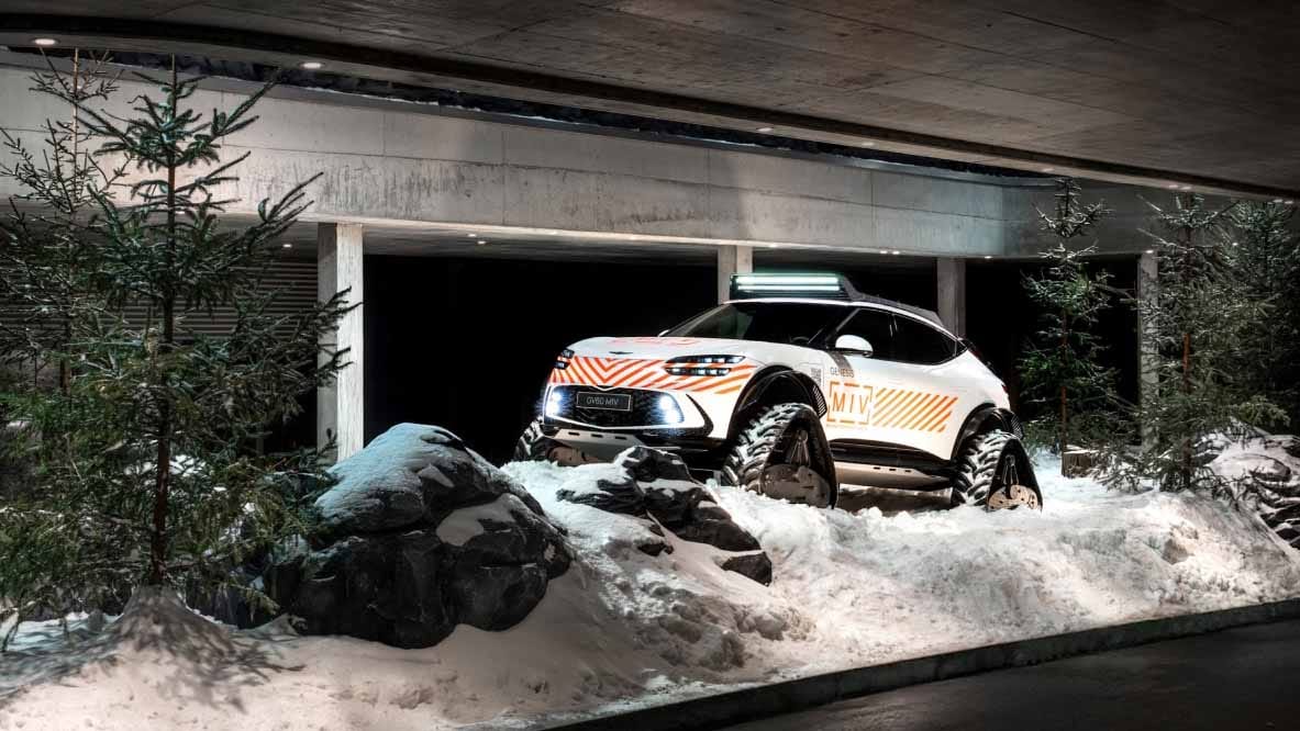 Need rescuing? Here’s a modified Genesis GV60 concept on snow tracks ...