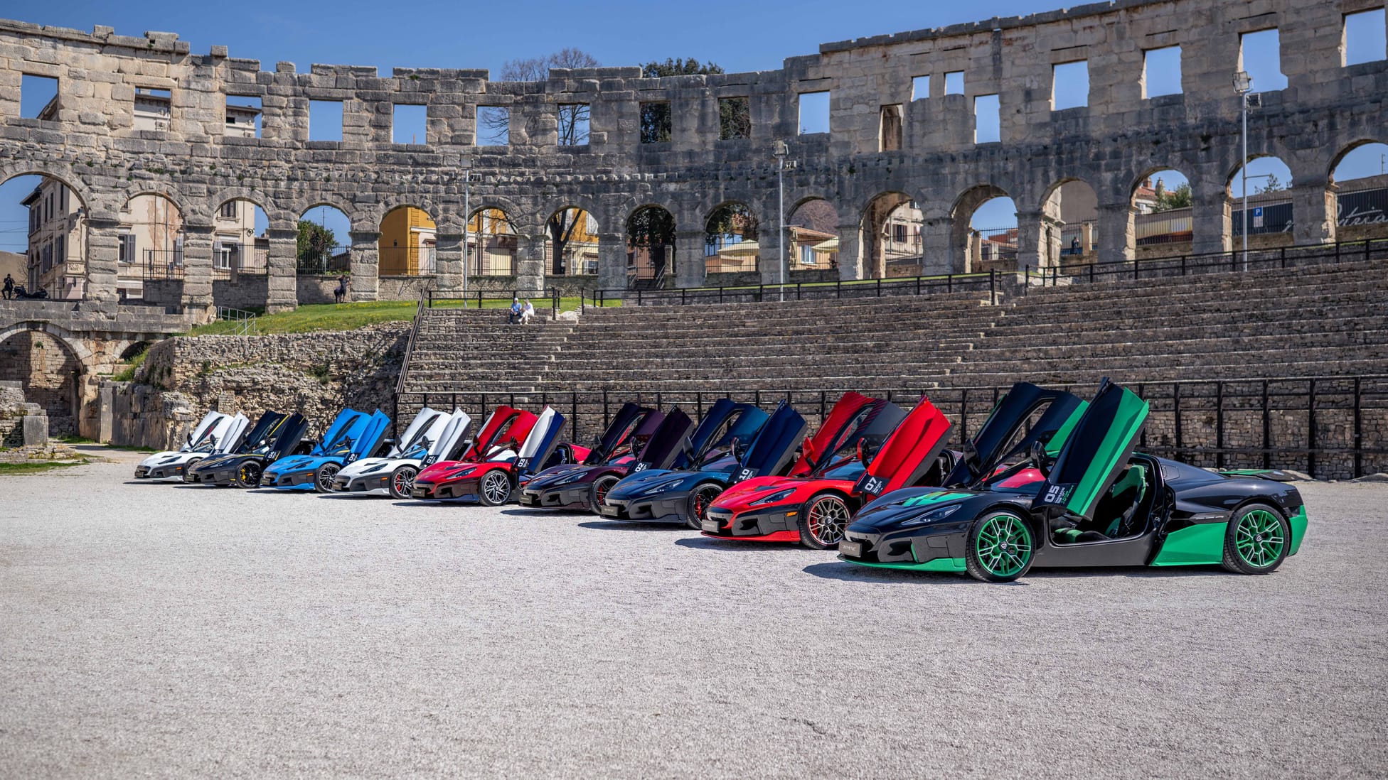 Here’s over 19,000bhp worth of Rimac lounging in a Roman amphitheatre ...