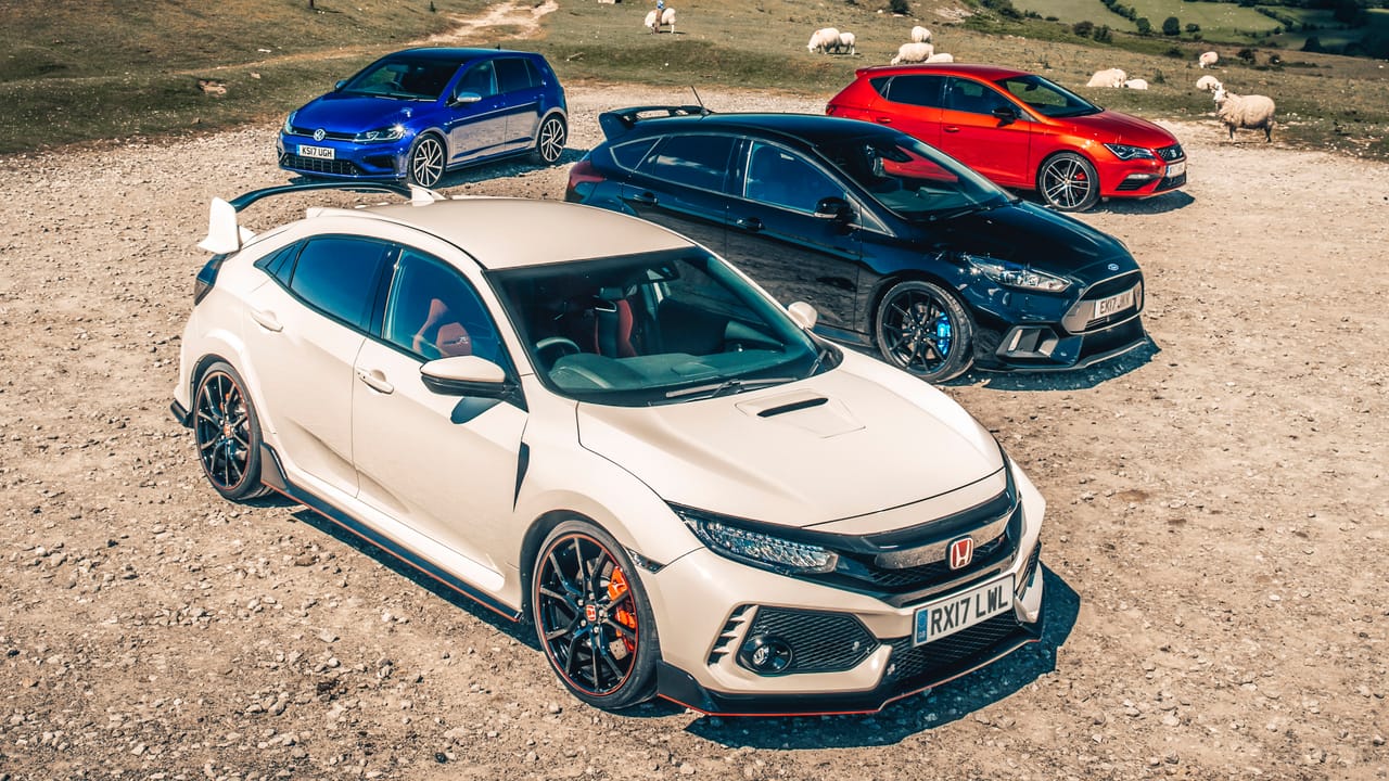 Honda Civic Type R vs Focus RS vs Golf R vs Leon Cupra | Top Gear