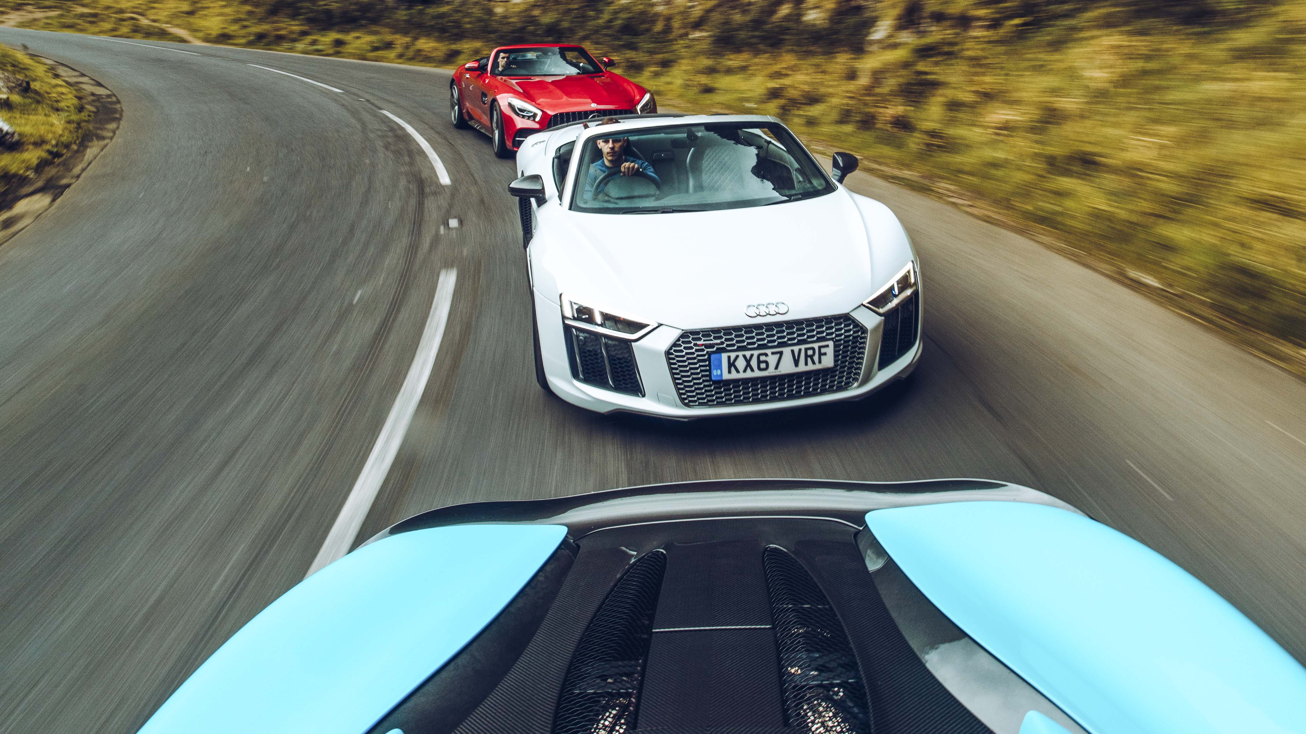 McLaren 570S Spider vs Audi R8 V10 Plus Spyder vs Mercedes-AMG GT C ...