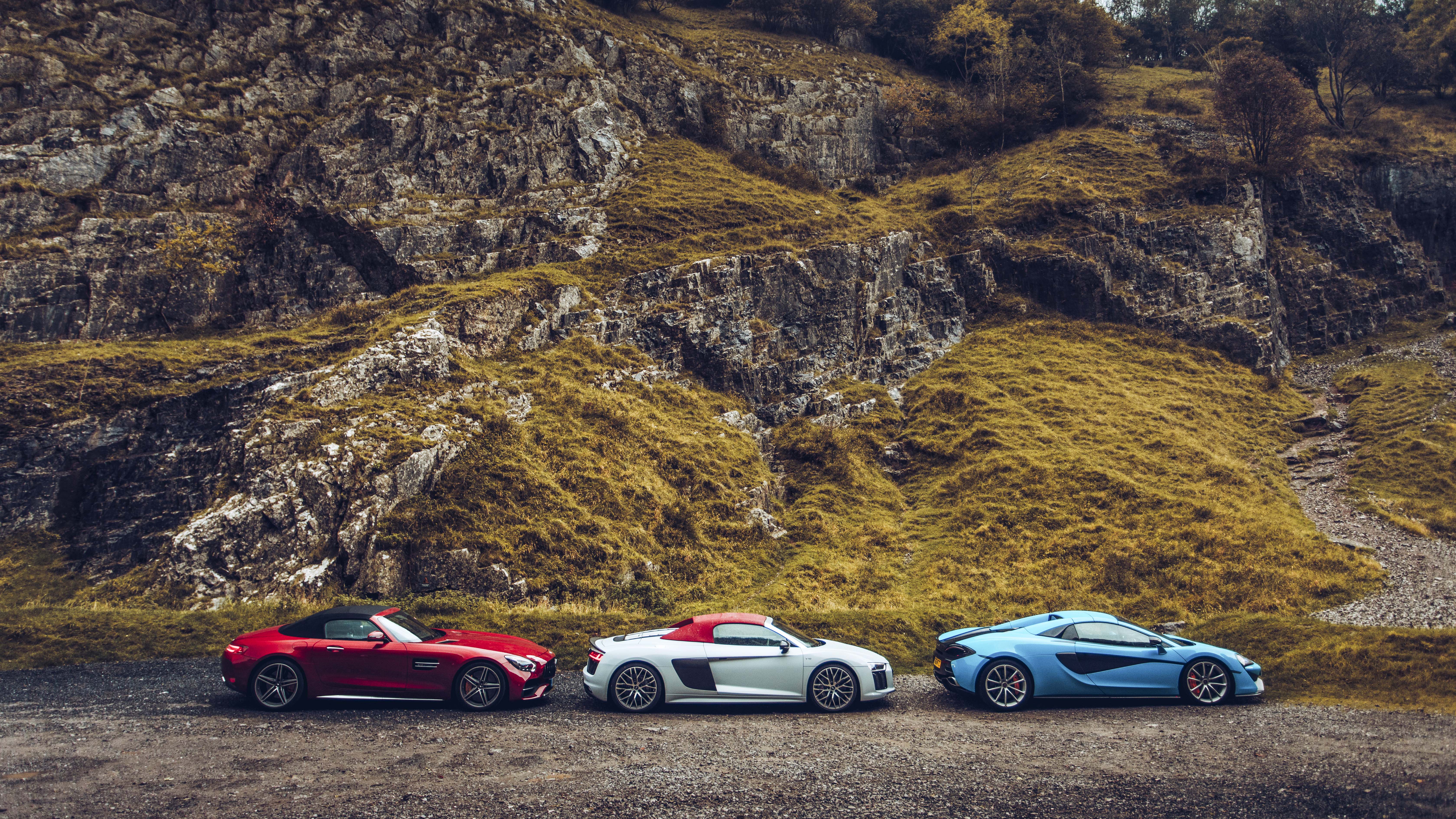 McLaren 570S Spider vs Audi R8 V10 Plus Spyder vs Mercedes-AMG GT C ...