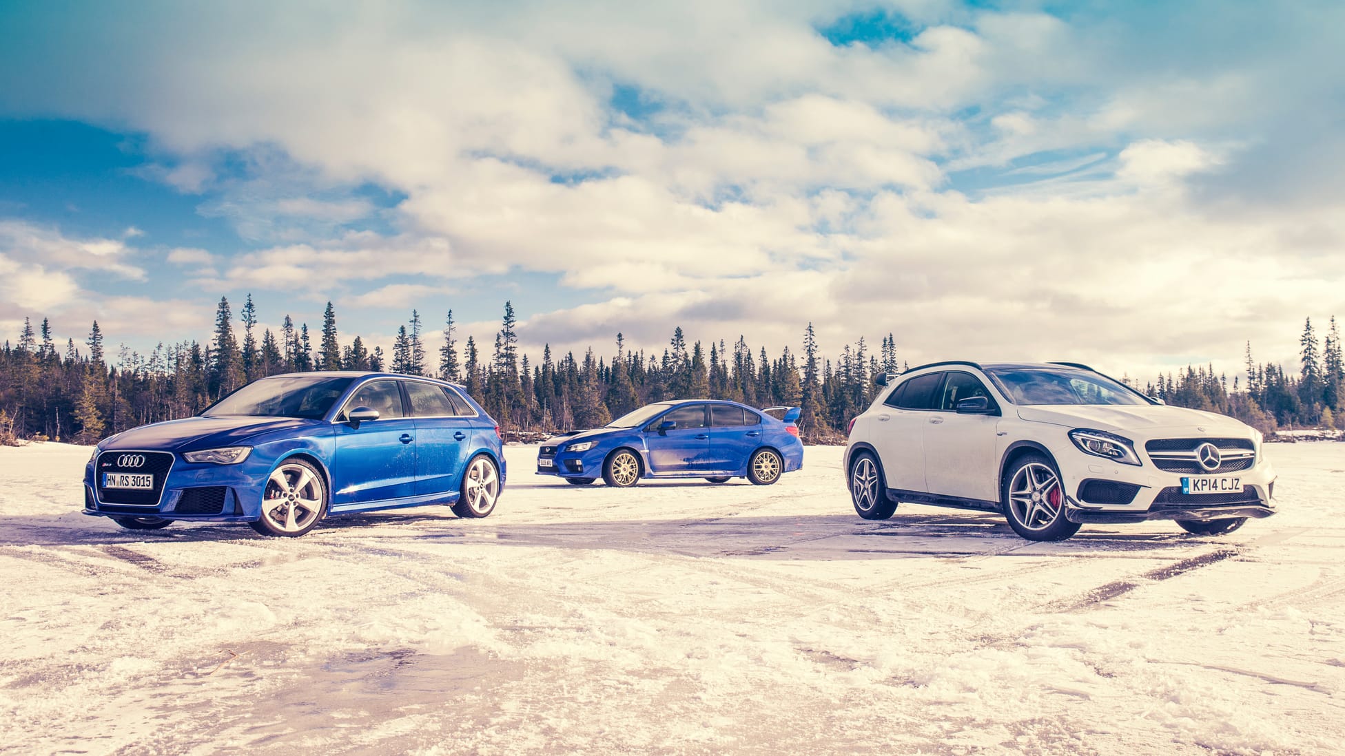 Top Gear on Ice: Audi RS3 vs Mercedes GLA 45 vs Subaru WRX STi | Top Gear