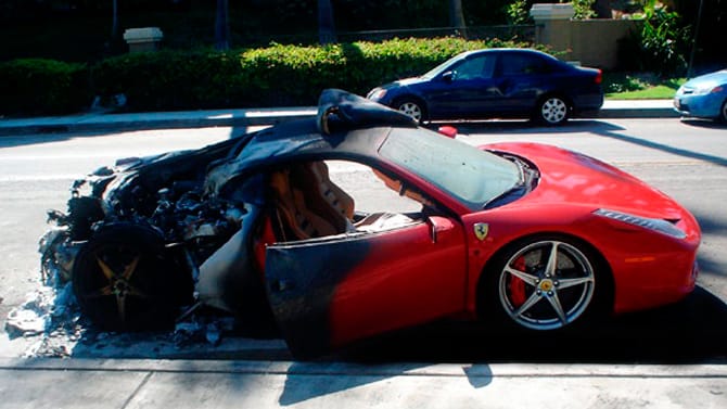 Ferrari 458 crashes