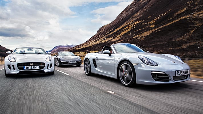 Jag F-Type vs Porsche 911 vs Boxster | Top Gear