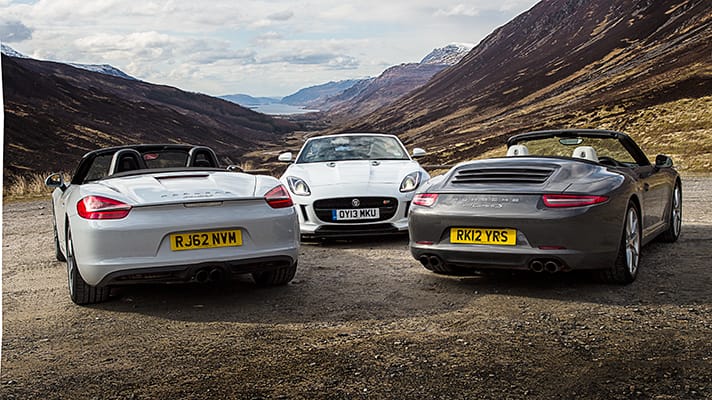 Jag F-Type vs Porsche 911 vs Boxster | Top Gear