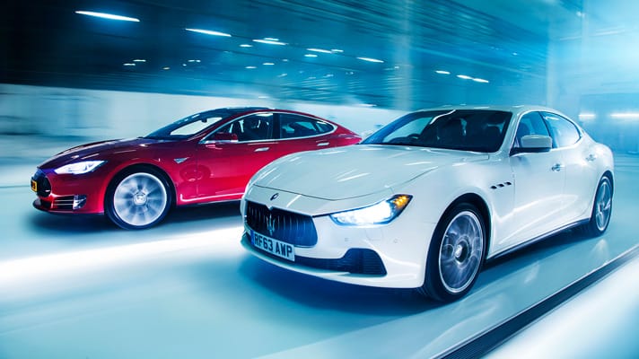 Maserati Ghibli takes on Tesla Model S