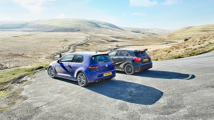 Mercedes A45 AMG versus VW Golf R