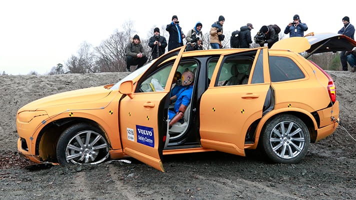 Volvo crashes the XC90 into a ditch