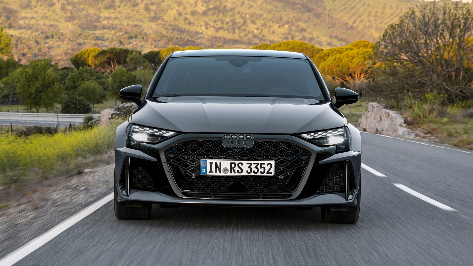This is the updated 396bhp Audi RS3, and it now smells of more... Audi ...