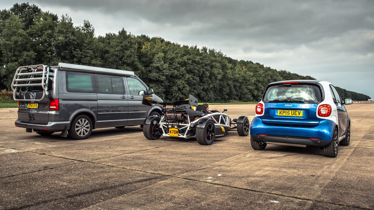 Top Gear drag races #9: VW California vs Atom 3.5R vs Smart | Top Gear