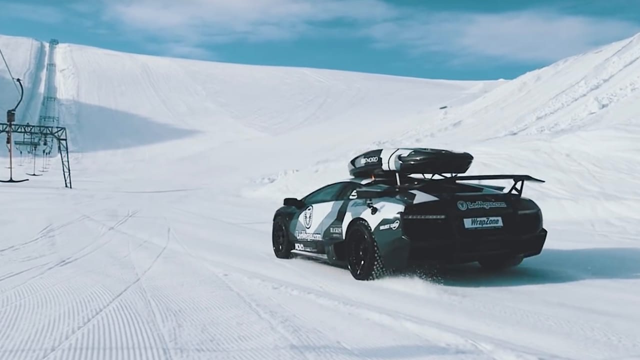 Watch Jon Olsson drive a Lambo up a glacier | Top Gear