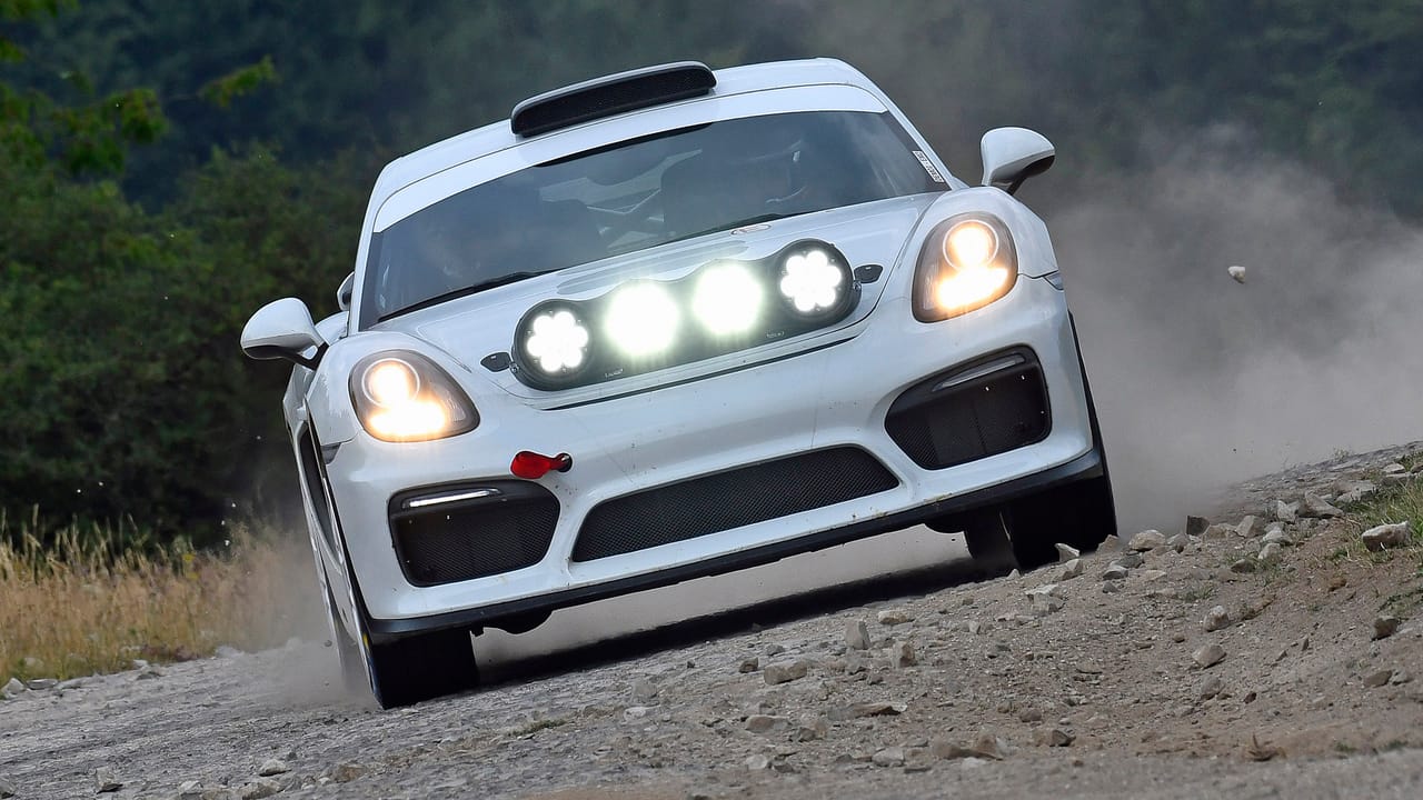 Porsche's Cayman GT4 rally car has a huge lamp pod | Top Gear