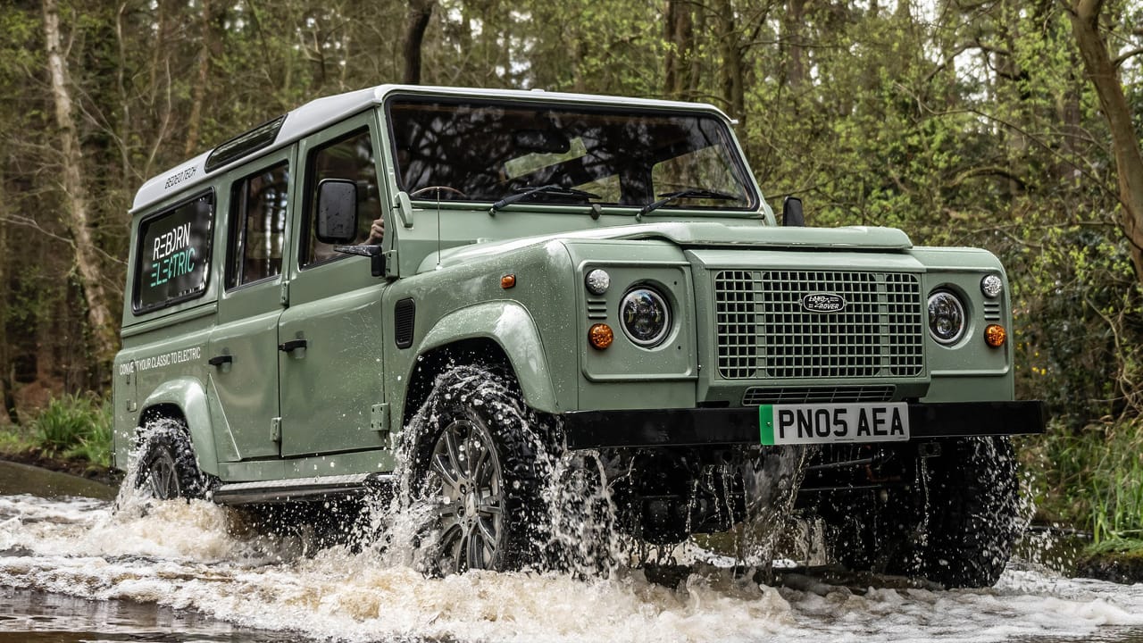 This old Land Rover Defender has been given in-wheel electric motors ...