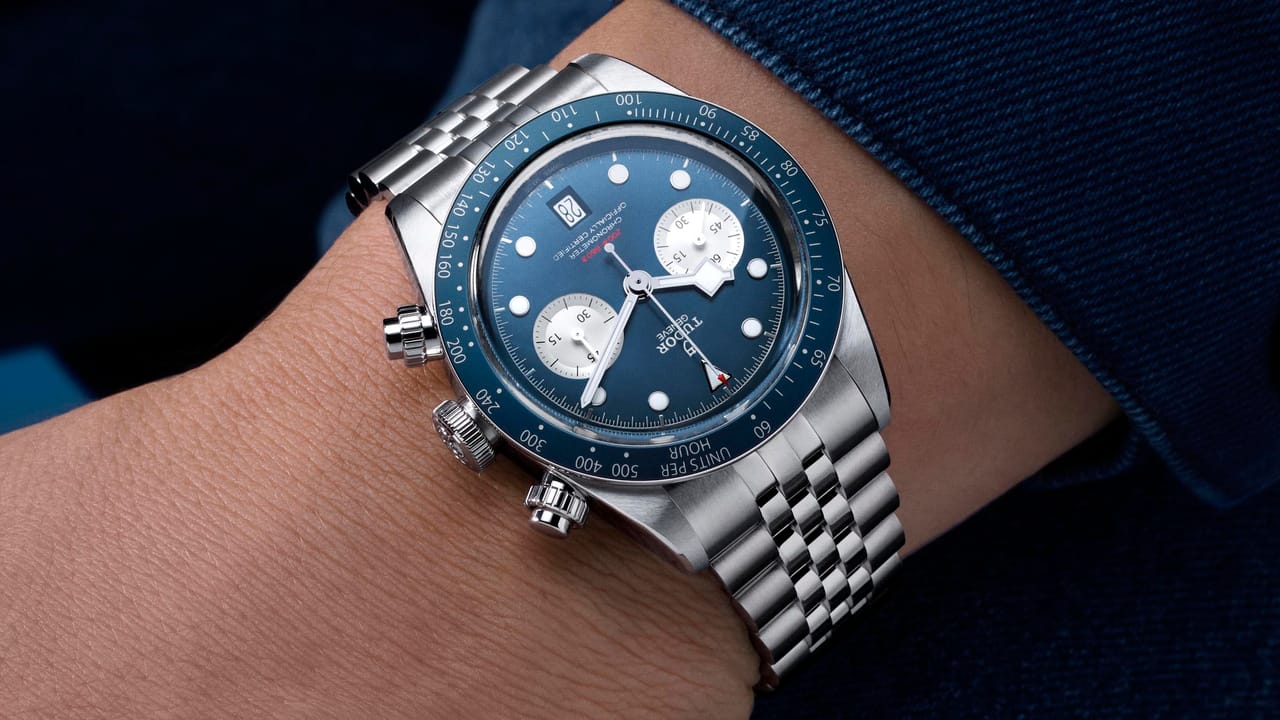 The Tudor Black Bay Chrono Blue is a stunning stainless steel watch for ...