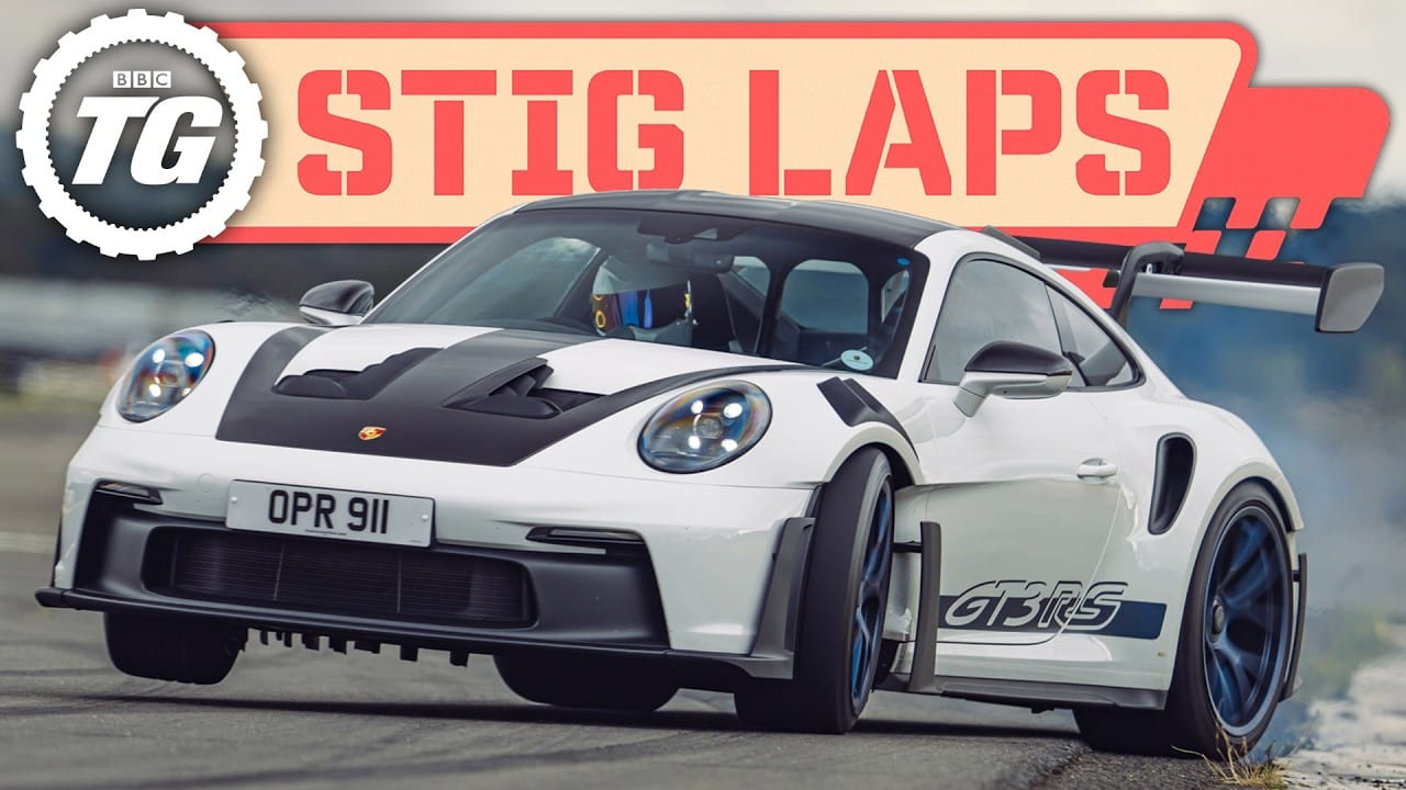 Watch Stig thrash a Porsche 911 GT3 RS around the Top Gear test track ...