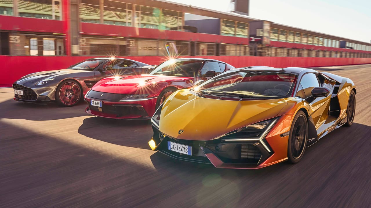 V12 for victory: Aston Martin Vanquish vs Ferrari 12Cilindri vs Lamborghini Revuelto | Top Gear