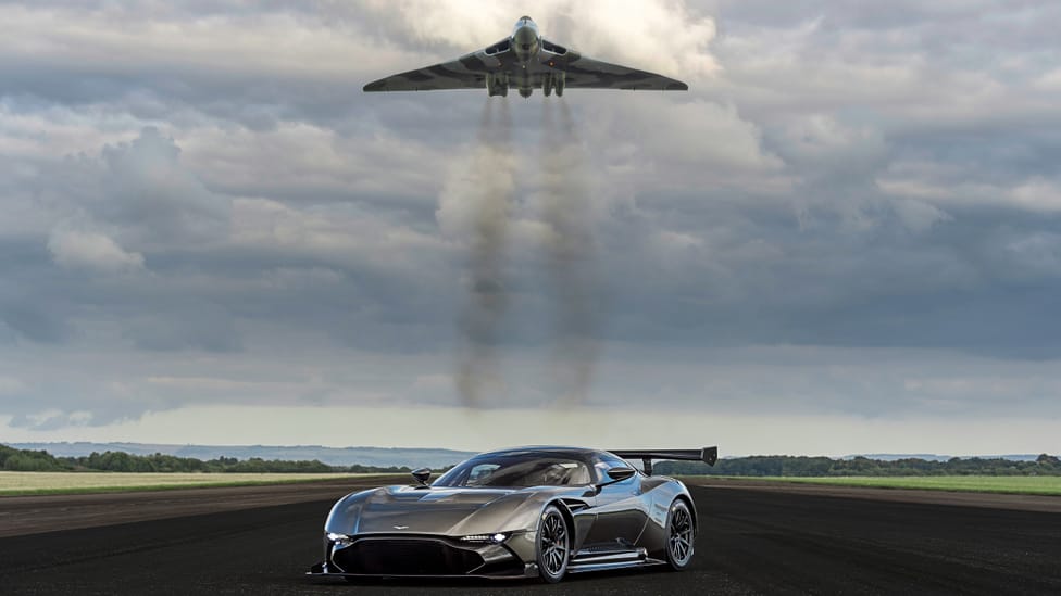 Yes, that's an Avro Vulcan flying over the Aston Martin Vulcan | Top Gear