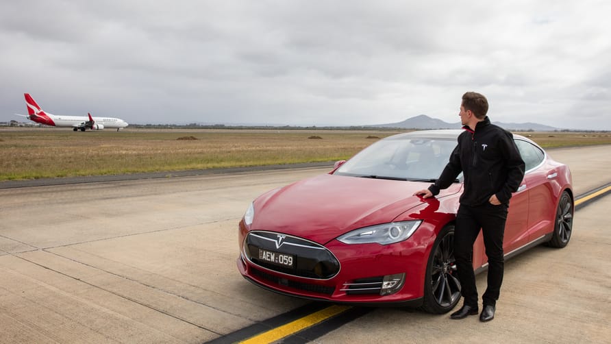 Video: Tesla Model S races a plane in Australia | Top Gear