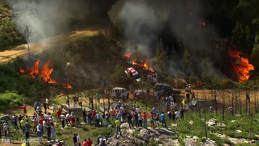 Video: watch a rally car start a forest fire | Top Gear