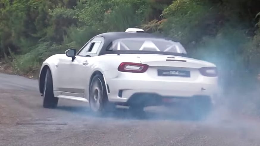 Video: the Abarth 124 Spider rally car really likes to slide | Top Gear