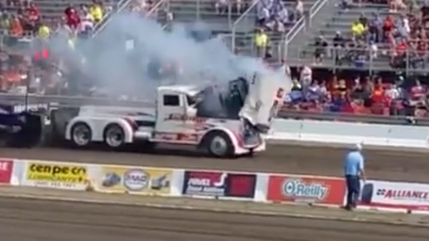 Watch a semi-truck's engine explode through the top of its bonnet | Top ...