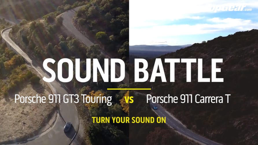 Sound battle: 911 Carrera T vs 911 GT3 Touring | Top Gear