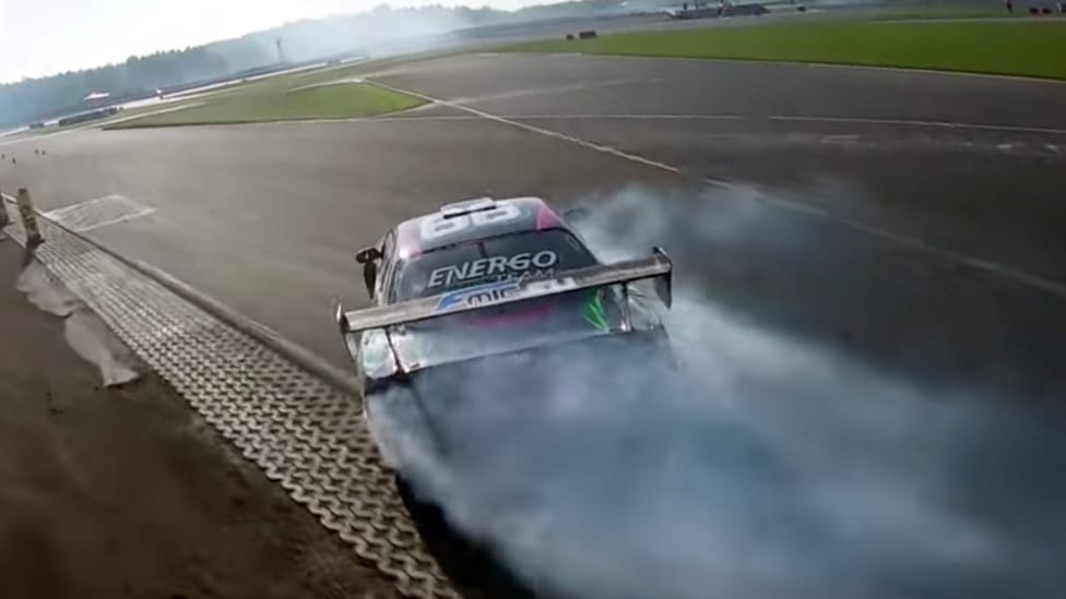 Watch a drone kamikaze into a 1,000bhp drift car | Top Gear