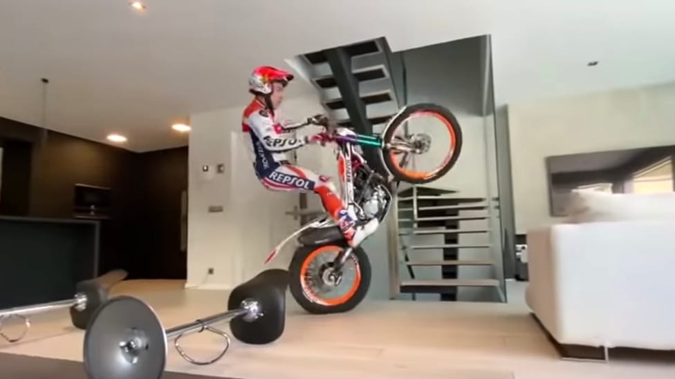 Watch a man ride a motorbike around his house | Top Gear