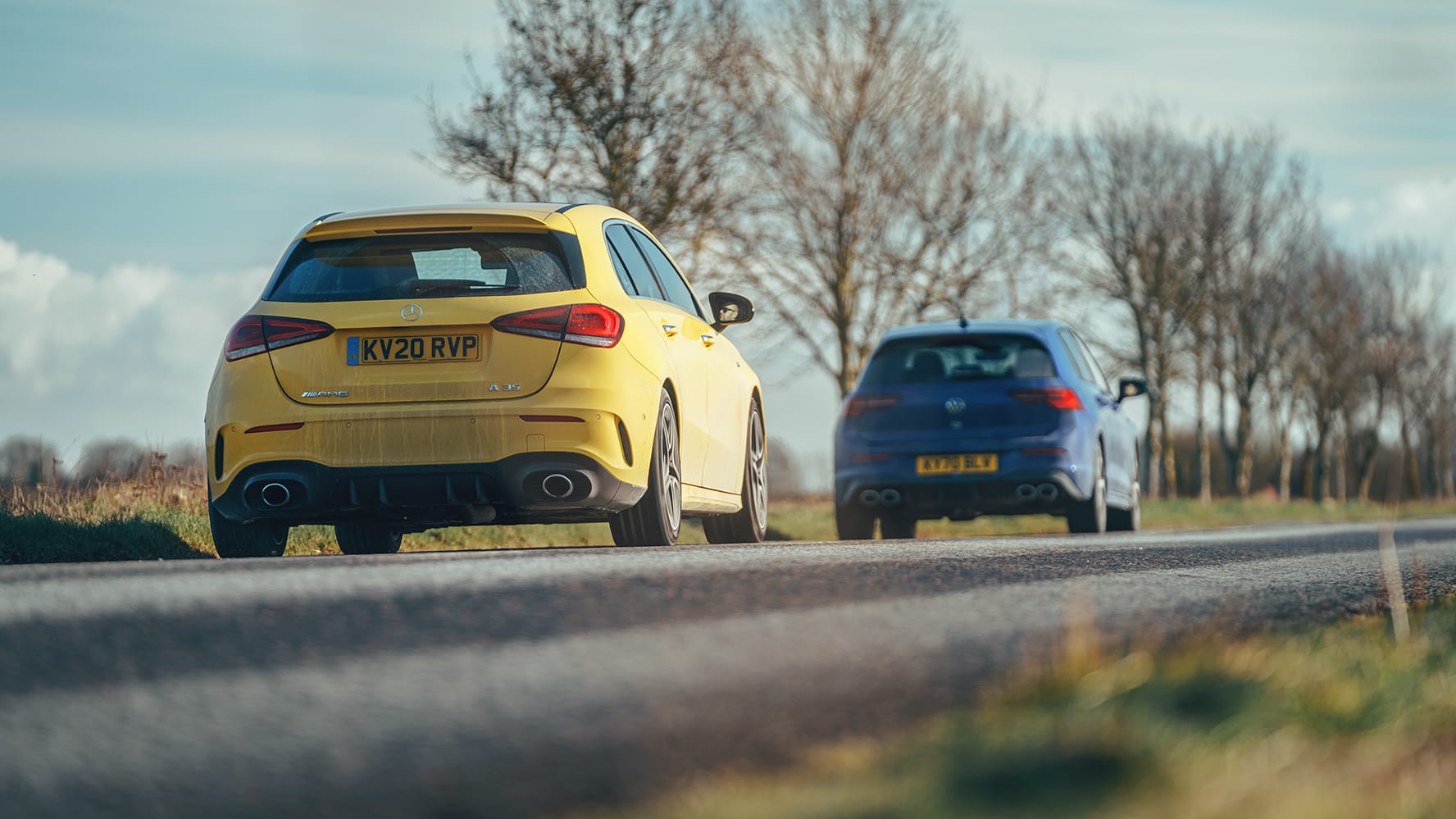 Posh hot hatch fight: VW Golf R Mk8 vs Mercedes-AMG A35 | Top Gear