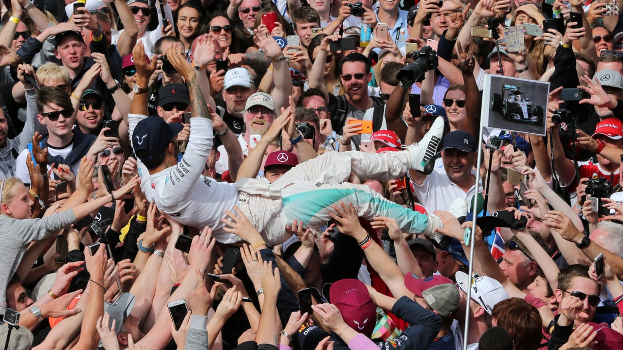 Lewis Hamilton goes crowd-surfing at the British GP | Top Gear