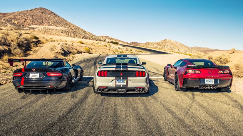 Wallpapers: Corvette Z06 vs Mustang GT350R vs Viper ACR | Top Gear