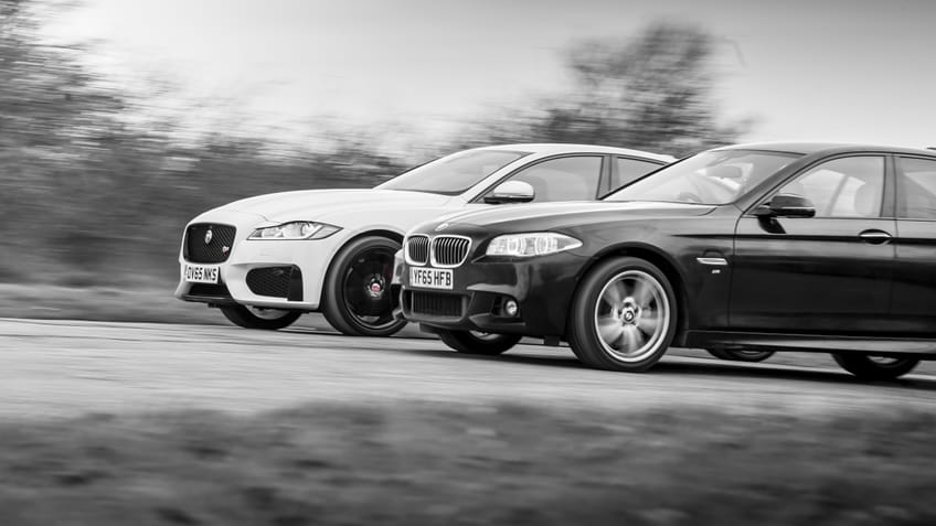 Showdown: Jaguar XF vs BMW 5-Series | Top Gear