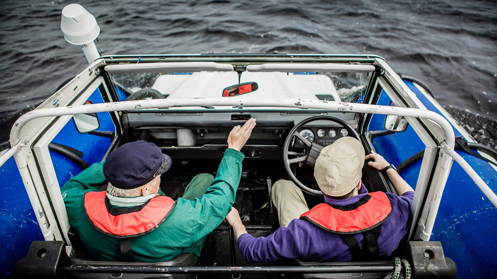 Driving Land Rover's 'Floating Ninety' Defender... on a Scottish loch ...