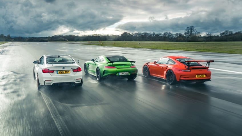 Mercedes-AMG GT-R vs Porsche 911 GT3 RS vs BMW M4 GTS | Top Gear