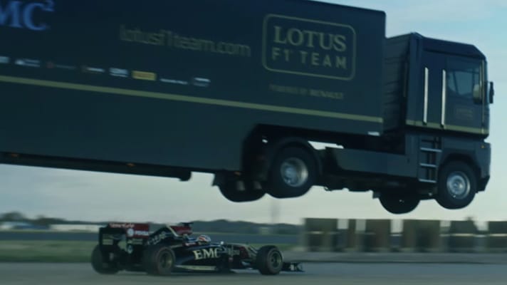 Watch a truck jump over an F1 car | Top Gear