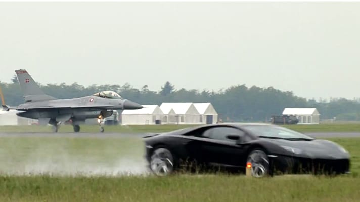 Watch: F16 jet vs Lambo Aventador | Top Gear