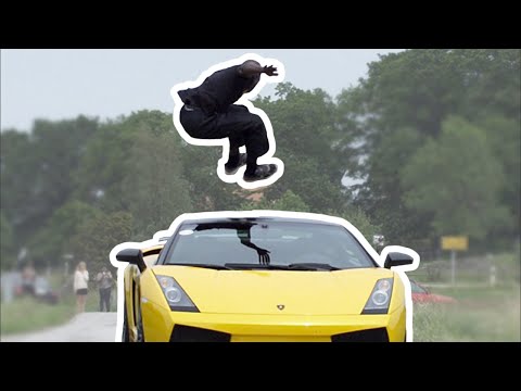 Super Man Jumping Over Car