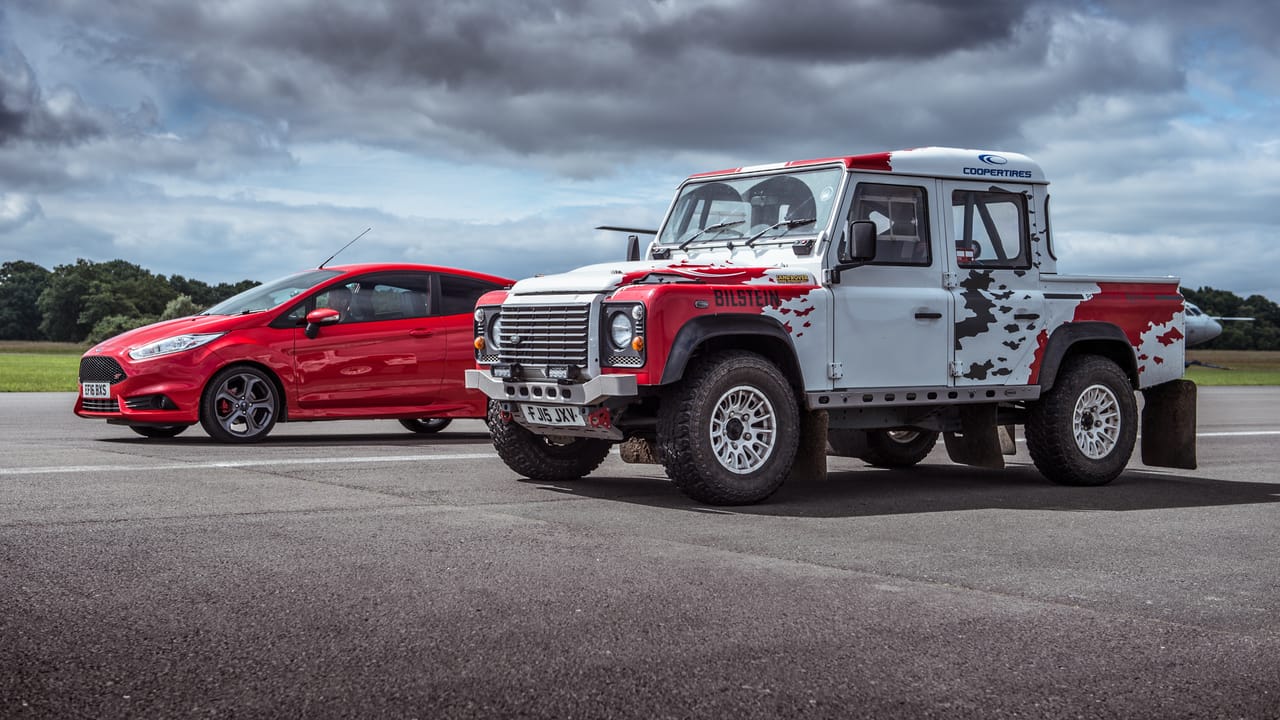 Top Gear drag races: Bowler Defender vs Ford Fiesta ST | Top Gear