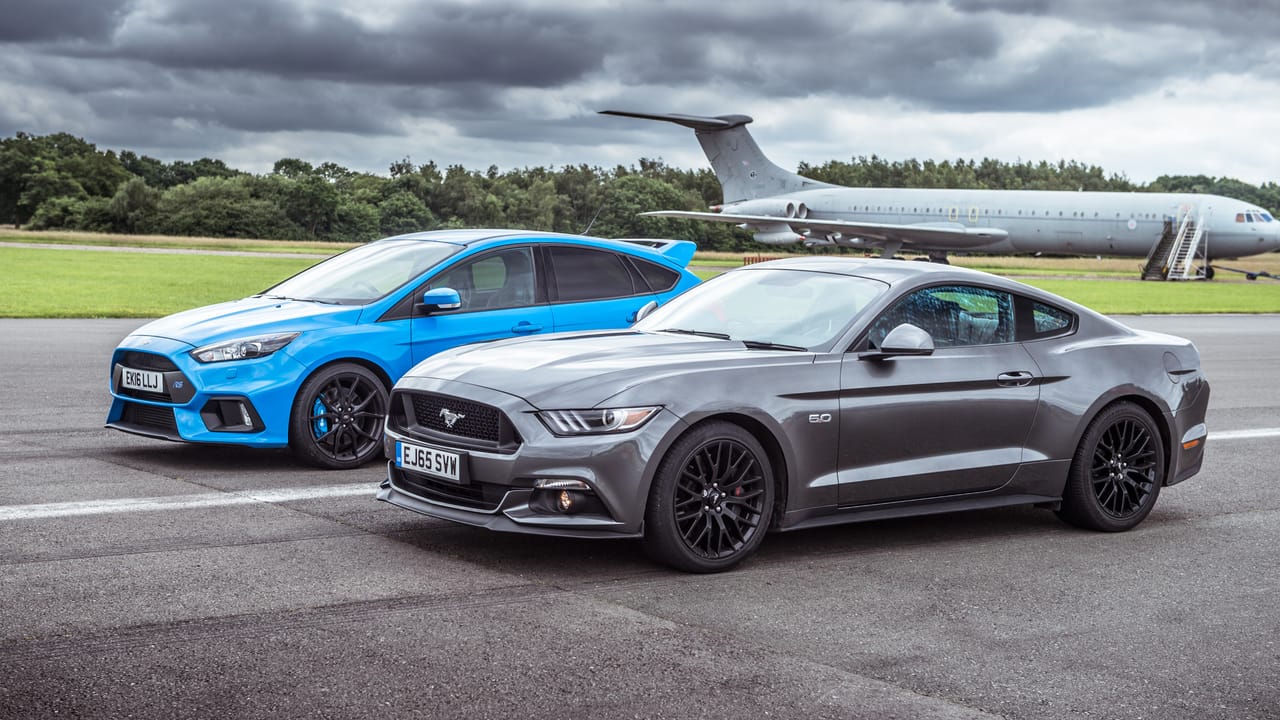 Top Gear drag races: Ford Mustang vs Ford Focus RS | Top Gear
