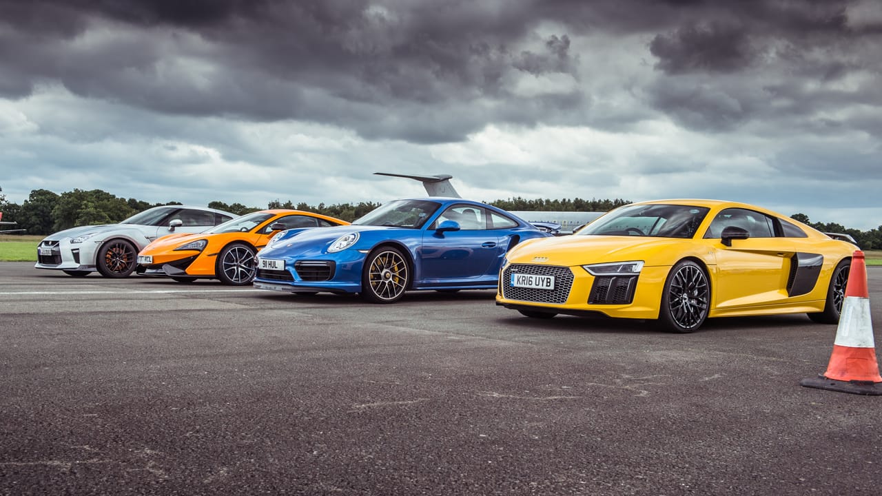 TG drag races: McLaren 570S vs Porsche 911 Turbo S vs Audi R8 vs Nissan ...